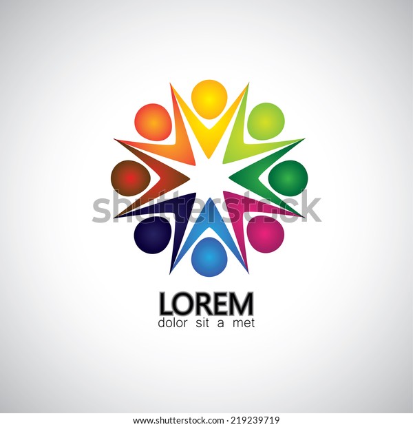 Happy Colorful Employees Executives Unity Diversity Stock Vector ...