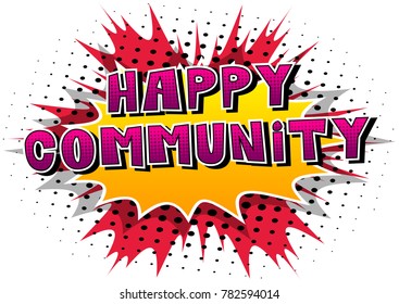 Happy Community Comic Book Style Word Stock Vector (Royalty Free ...