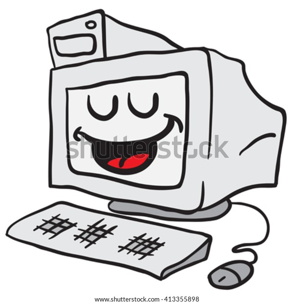 Stock vektor „Happy Computer Cartoon Illustration Isolated On“ (bez ...