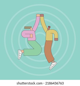 Happy Couple Jumping Clapping Their Hands Stock Vector (Royalty Free ...