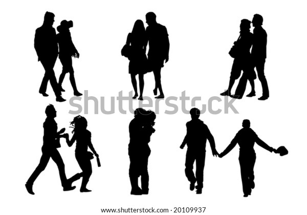 Happy Couple Silhouettes Vector Collection Stock Vector (Royalty Free ...