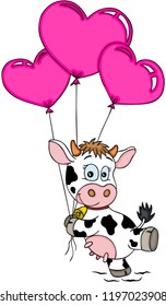 Happy Cow Flying Balloons Stock Vector (Royalty Free) 1197023908 ...