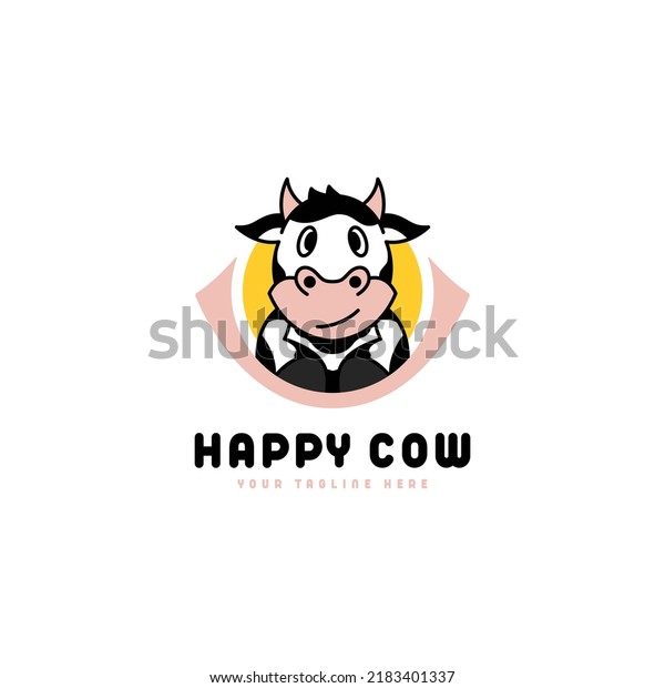 Happy Cow Vector Icon Illustration Logo Stock Vector (Royalty Free ...