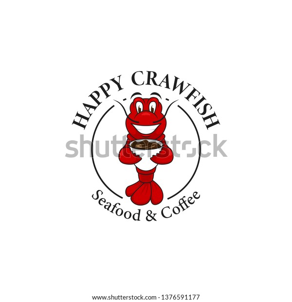 Happy Crawfish Coffee Logo Mascot Red Stock Vector (Royalty Free ...