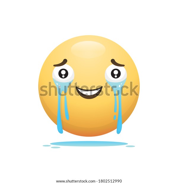 Happy Crying Emoticon Vector Cartoon Emoji Stock Vector (Royalty Free ...