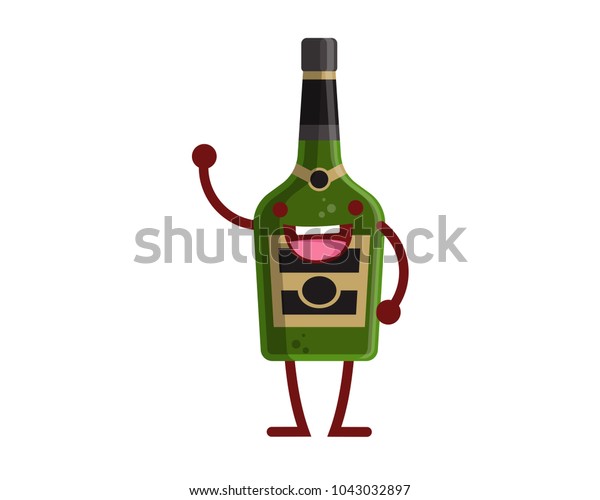 Happy Cute Alcohol Beverage Bottle Illustration Stock Vector (Royalty ...