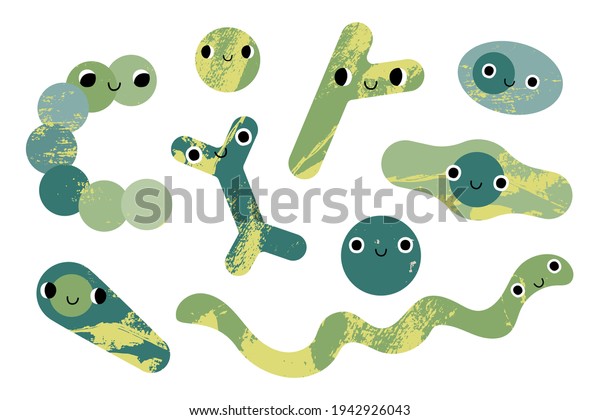 Happy Cute Bacteria Character Smiling Face Stock Vector (Royalty Free ...