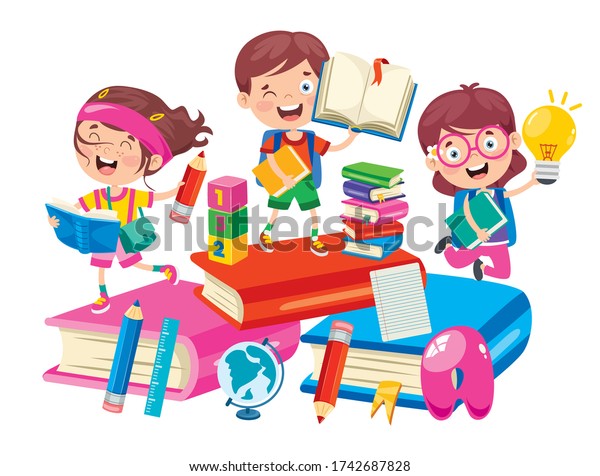 Happy Cute Cartoon School Children Stock Vector (Royalty Free ...