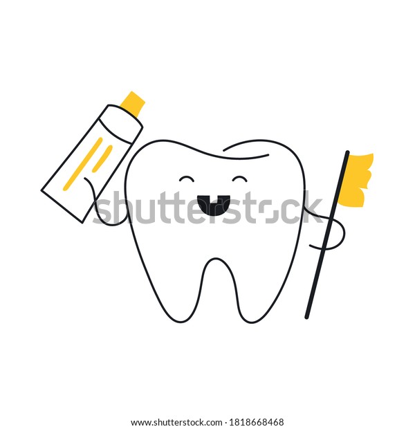 Happy Cute Cartoon Smiling Tooth Brush Stock Vector (Royalty Free ...