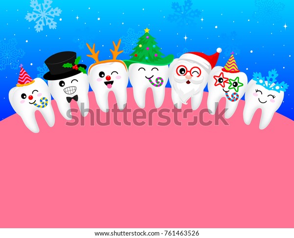 Happy Cute Cartoon Tooth Snowflake Santa Stock Vector (Royalty Free ...