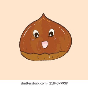 Happy Cute Chestnut Flat Vector Illustration Stock Vector (Royalty Free ...