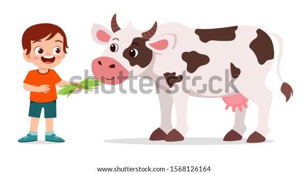 202 Kids Feeding Cow Stock Vectors, Images & Vector Art | Shutterstock