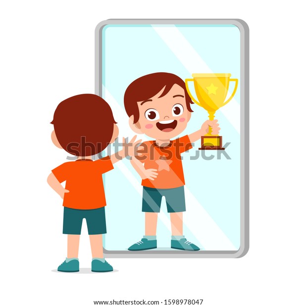 Happy Cute Kid Boy Stand Front Stock Vector (Royalty Free) 1598978047