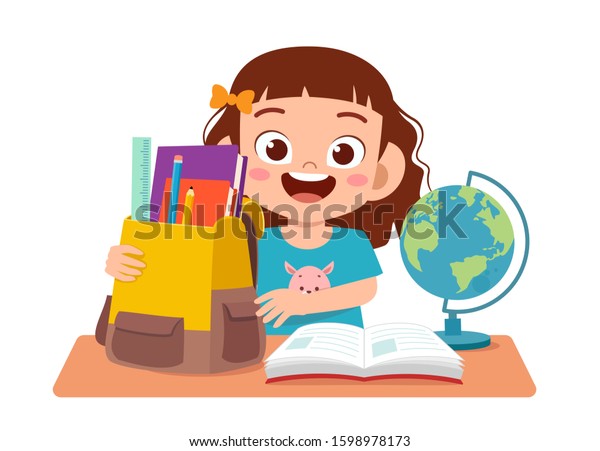 Happy Cute Kid Boy Study On Stock Vector (Royalty Free) 1598978173
