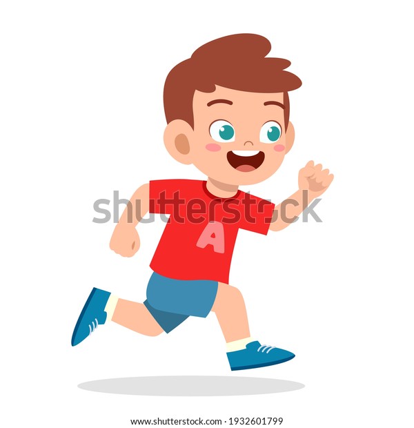 Happy Cute Little Boy Running Fast Stok Vektör (Telifsiz) 1932601799 Happy Cute Little Boy Running Fast Stok Vektör (Telifsiz) 1932601799