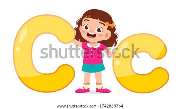 Happy Cute Little Kid Studies Alphabet Stock Vector (Royalty Free ...