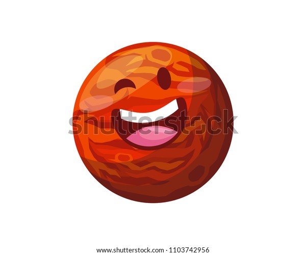 Happy Cute Mars Planet Cartoon Character Stock Vector (Royalty Free ...