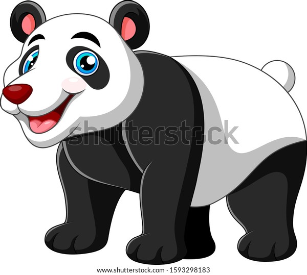 Happy Cute Panda Smiling White Background Stock Vector (Royalty Free ...