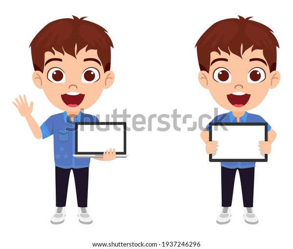 Happy Cute Smart Salesman Boy Character Stock Vector (Royalty Free ...