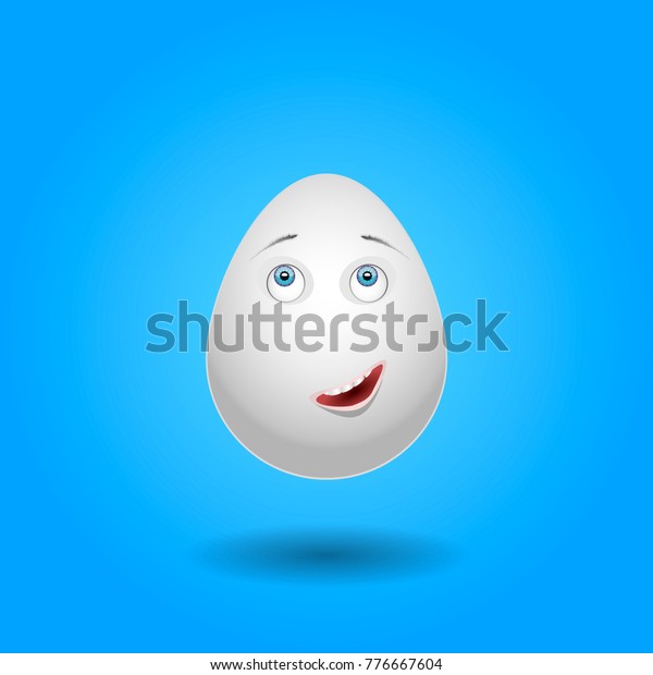 Happy Cute Smiling Egg Face Emoji: immagine vettoriale stock (royalty ...