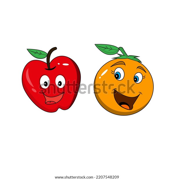 Happy Cute Smiling Fruit Face Set Stock Vector (Royalty Free ...