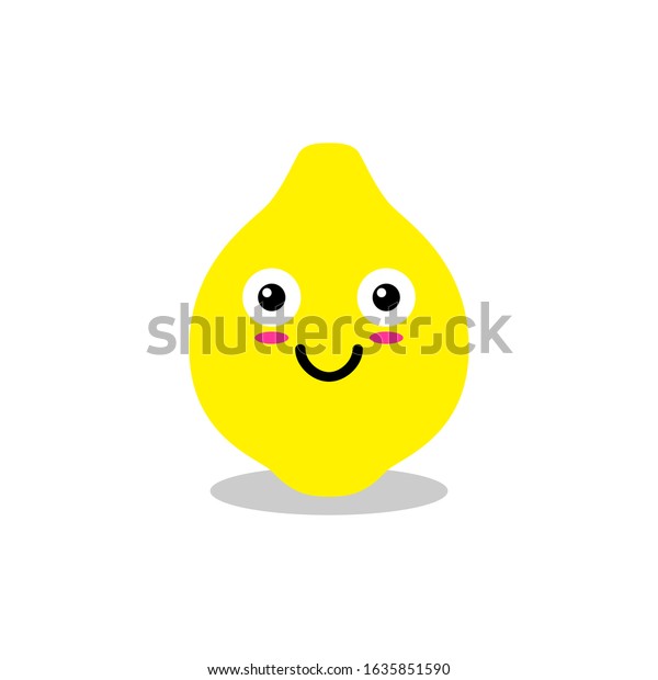 Vektor Stok Happy Cute Smiling Lemon Face Vector (Tanpa Royalti ...