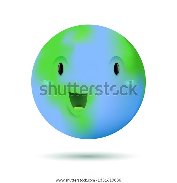 Happy Cute Smiling Round Earth Character Stock Vector (Royalty Free ...