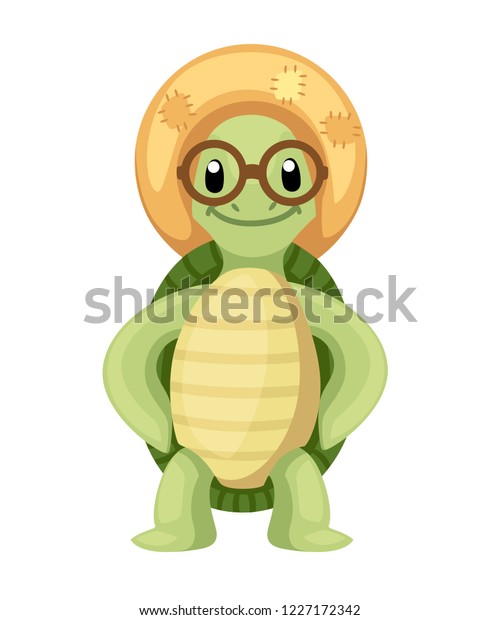 Happy Cute Turtle Stand Smile Cartoon Stock Vector (Royalty Free ...
