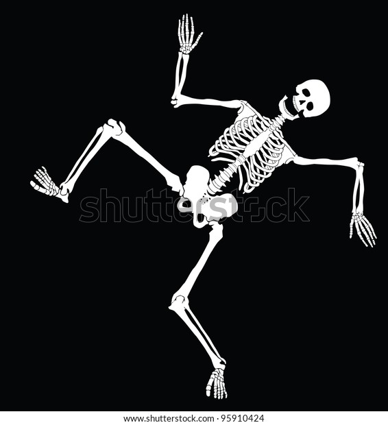 Happy Dancing Skeleton On Black Vector Stock Vector (Royalty Free ...