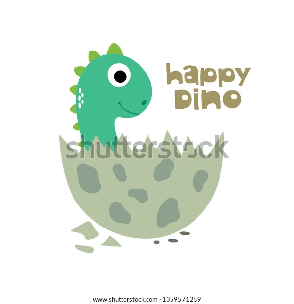 Happy Dino Cute Dinosaur Vector Illustration Stock Vector (Royalty Free ...