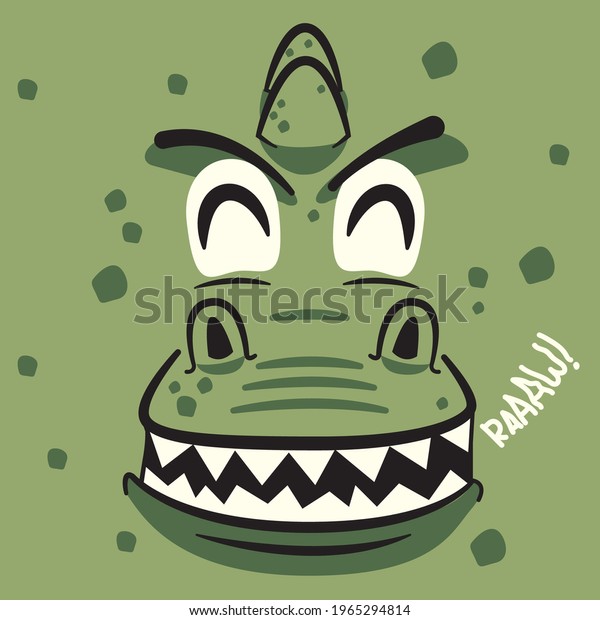 Happy Dinosaur Face Smiling Having Fun Stock Vector (Royalty Free ...