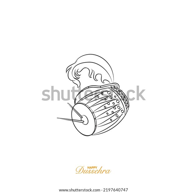 Happy Durga Puja Dhak Playing Vector Stock Vector (Royalty Free ...