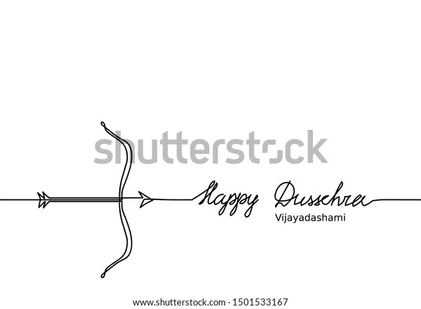 Happy Dussehra Hand Drawing Bow Arrow Stock Vector (Royalty Free ...