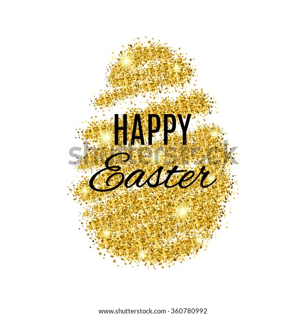 Happy Easter Banner Gold Glitter Egg Stock Vector (Royalty Free ...