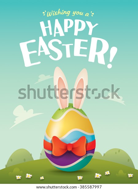 Happy Easter Easter Bunny Coming Out Stock Vector (Royalty Free ...