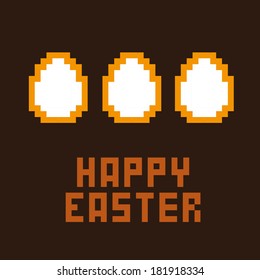 Happy Easter Card Pixel Easter Icons Stock Vector (Royalty Free ...