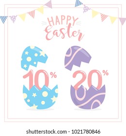 Happy Easter Crack Egg Discount Sale Stock Vector (Royalty Free ...