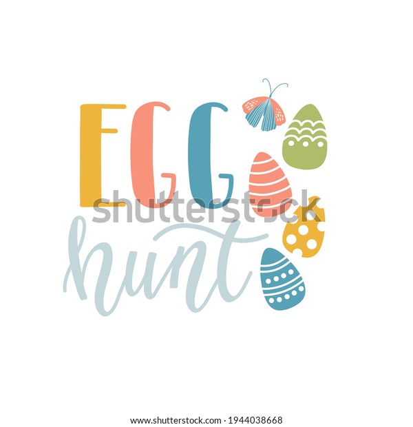 Happy Easter Egg Hunt Label Greeting Stock Vector (Royalty Free ...