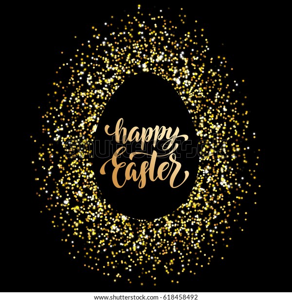 Happy Easter Gold Glitter Egg Vector Stock Vector (Royalty Free ...