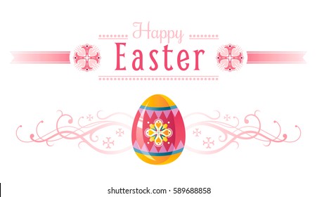 Happy Easter Horizontal Swirl Banner Border Stock Vector (Royalty Free ...