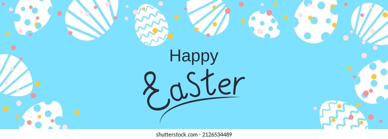 Happy Easter Horizontal Vector Banner Template Stock Vector (Royalty ...