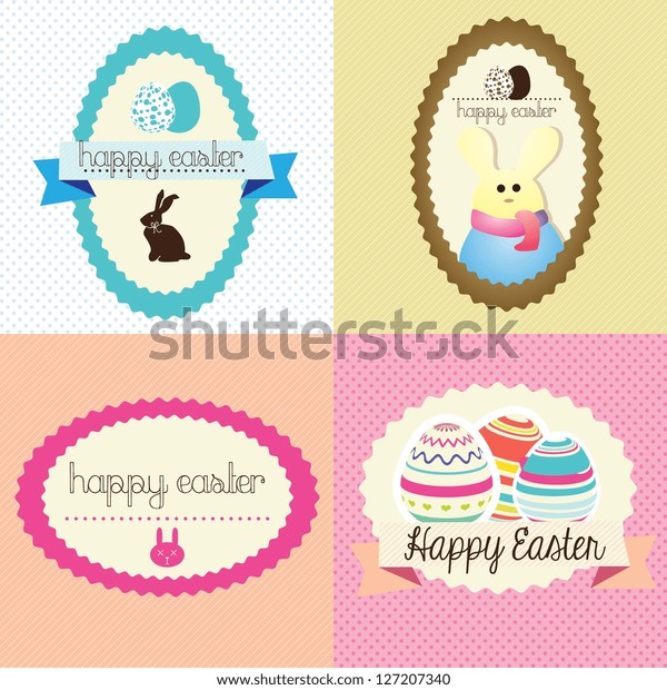 Happy Easter Labels Pastel Colors Vector Stock Vector (Royalty Free ...