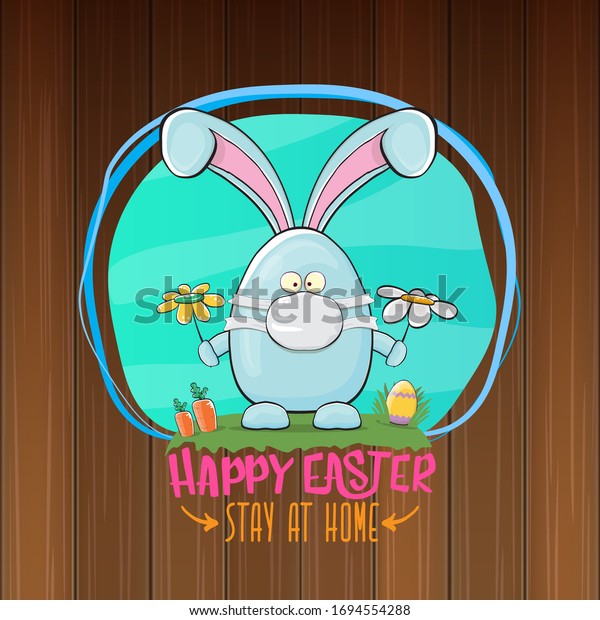 Happy Easter Stay Home Horizontal Banner Stock Vector (Royalty Free ...