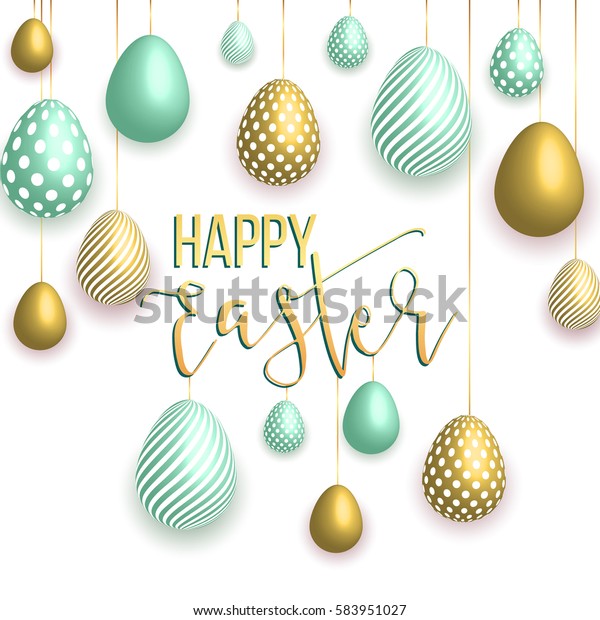 Happy Easter White Background Colorful Dotted Stock Vector (Royalty ...