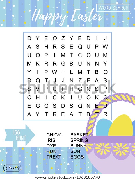 Happy Easter Word Search Puzzle Basket: vector de stock (libre de ...