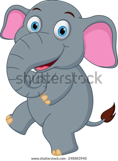 Happy Elephant Cartoon Dancing Stock Vector (Royalty Free) 248883940 ...