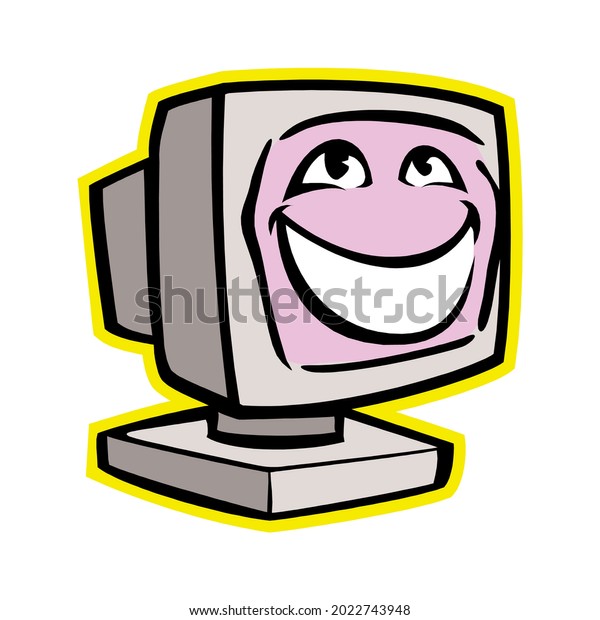 Happy Emoji Face Avatar Computer Lucky Stock Vector (Royalty Free ...