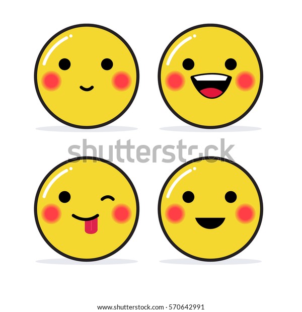 Happy Emojis Icon Set Set Vector Stock Vector (Royalty Free) 570642991