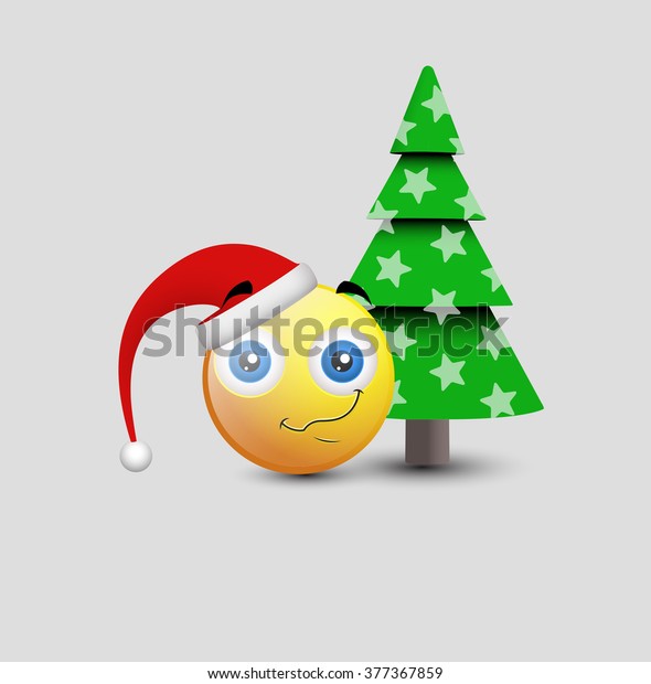 Happy Emoticon Christmas Tree Stock Vector (Royalty Free) 377367859 ...