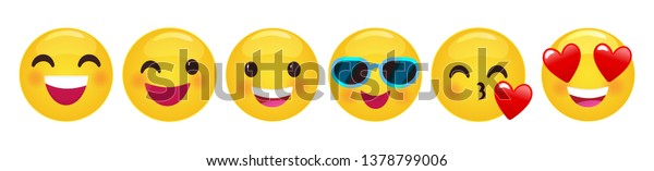 Happy Emoticon Set Contains Such Expression Stock Vector (Royalty Free ...